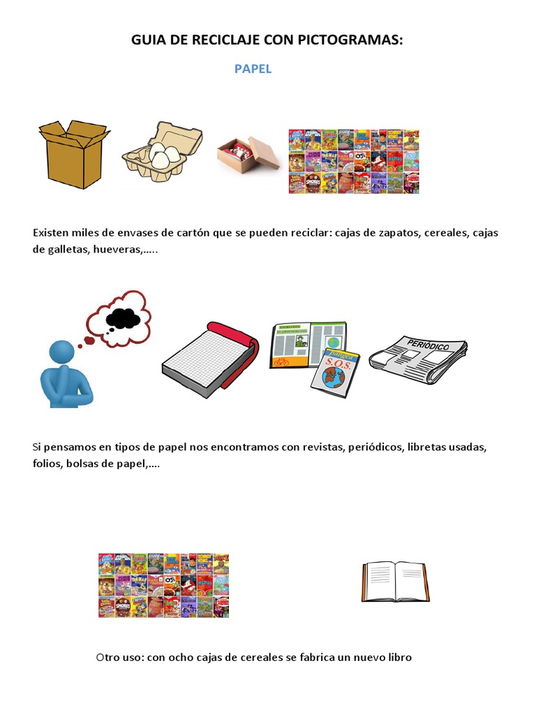 Guia de Reciclaje Con Pictogramas para Papel | PDF