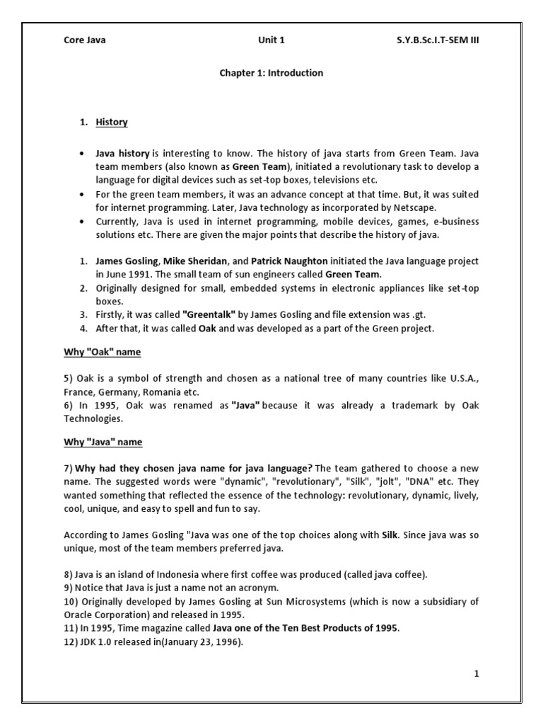 Core Java Unit 1 S.Y.B.Sc.I.T-SEM III | Download Free PDF | Java Virtual Machine | Java ...