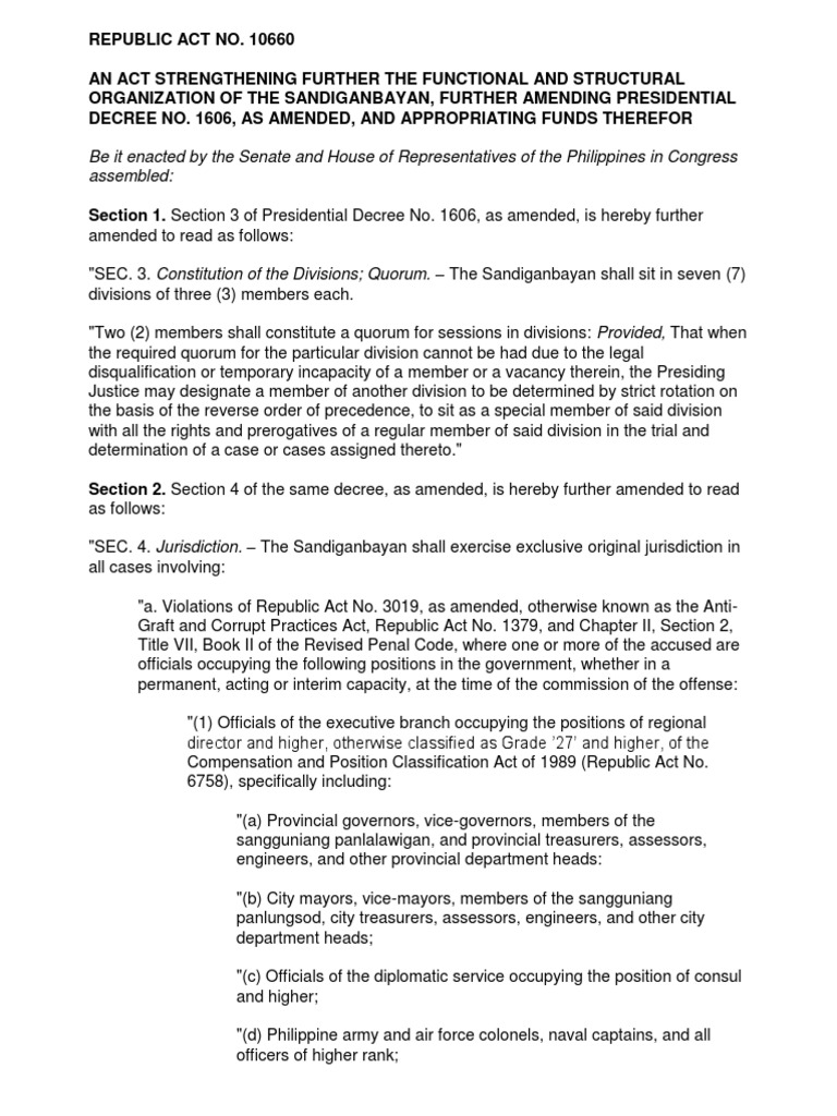 Ra 10660, Ra 7975 & Ra 6770 | Download Free PDF | Jurisdiction | Prosecutor
