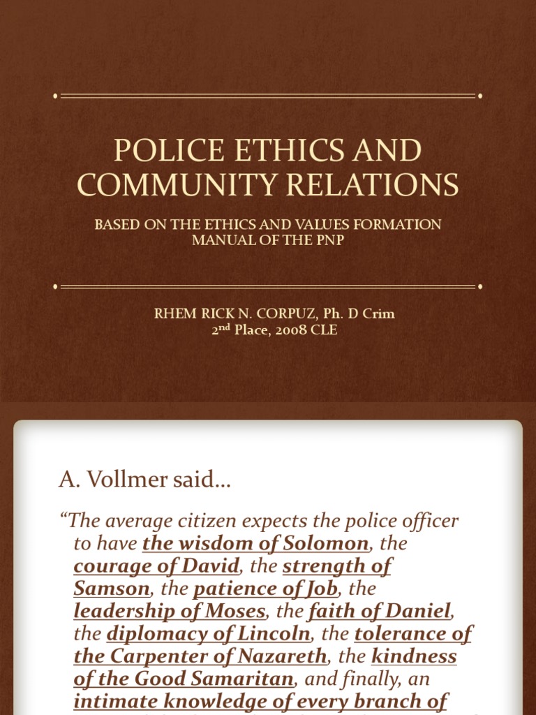 PNP Ethics Updated 2018 Corpuz PDF | PDF | Police | Crime & Violence