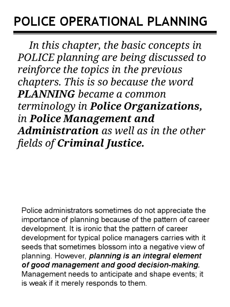 Police Operational Planning Essentials | PDF | Police | Strategic Planning