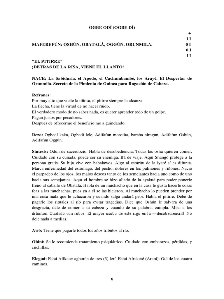 Ogbe Odí | PDF | Santeria | Religión y creencia