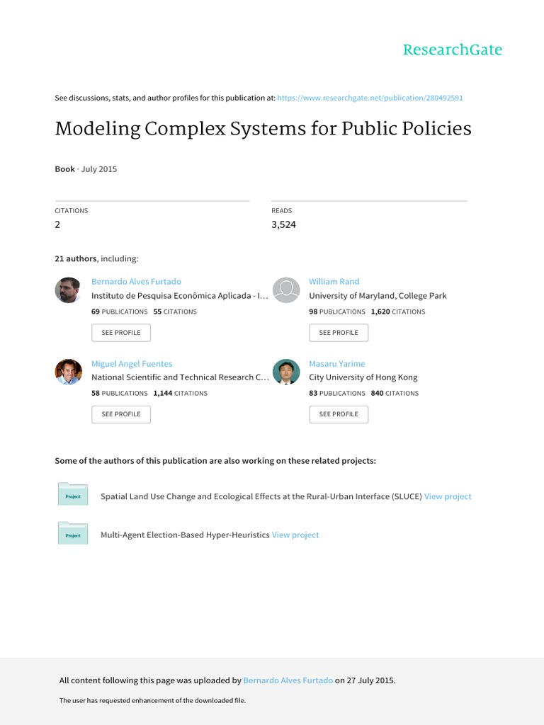 Cities As Complex Systems - CH 10 - 2015 | PDF | Economic Model | System
