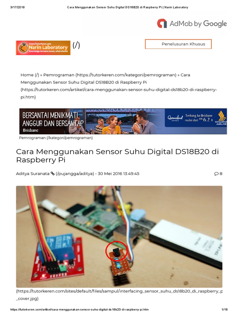 Cara Menggunakan Sensor Suhu Digital DS18B20 Di Raspberry Pi - Narin Laboratory | PDF