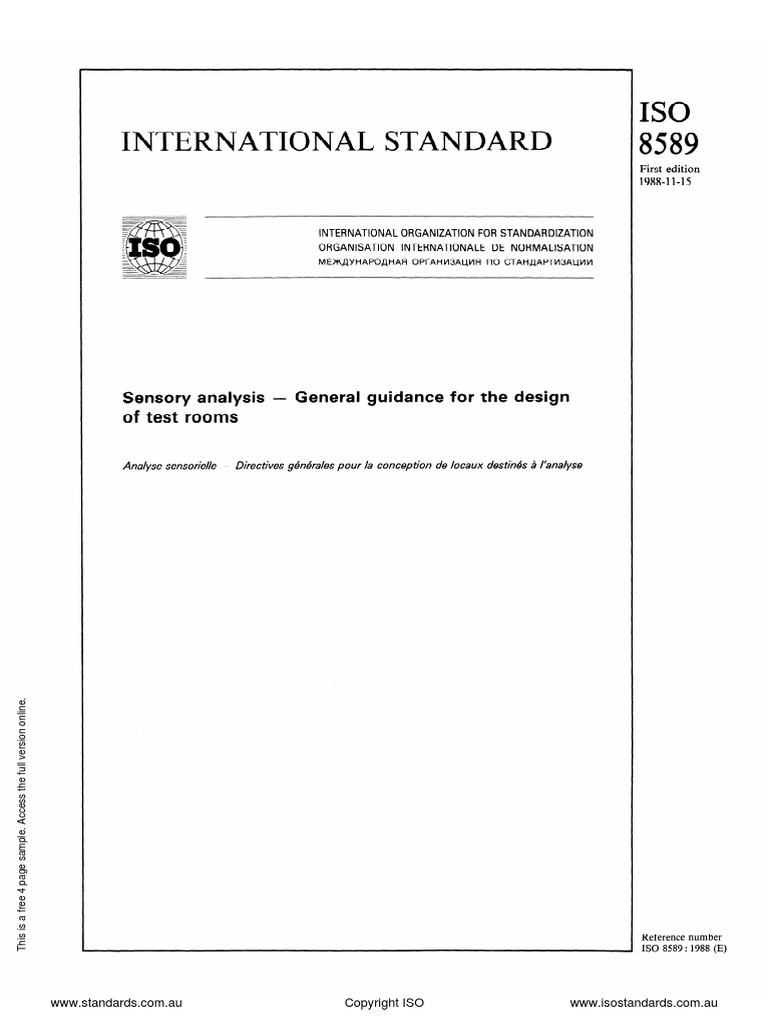 ISO 8589 Sensory Analysis | PDF | International Organization For ...