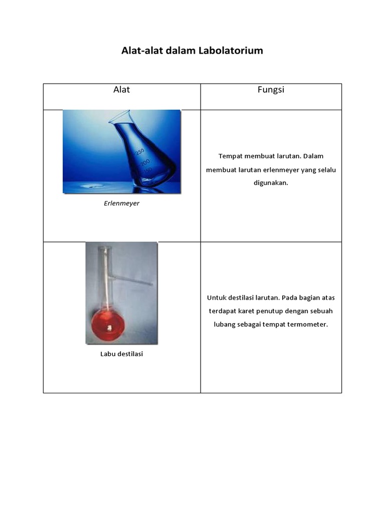 Alat Alat Lab Dan Fungsinya | PDF
