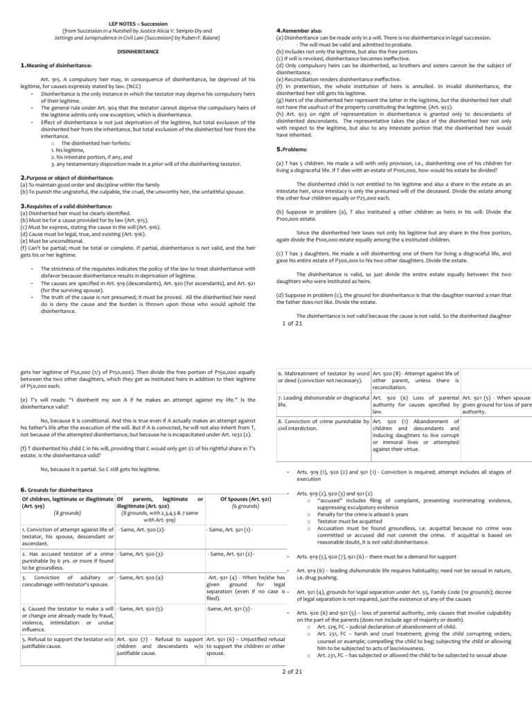Disinheritance Under Philippine Law: Requirements, Grounds, and ...