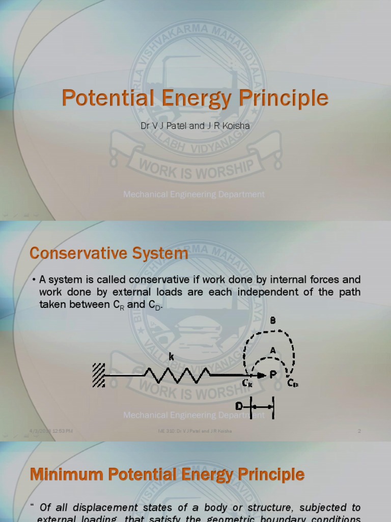 Lecture Note 10 Potential Energy Principle Pdf Potential Energy