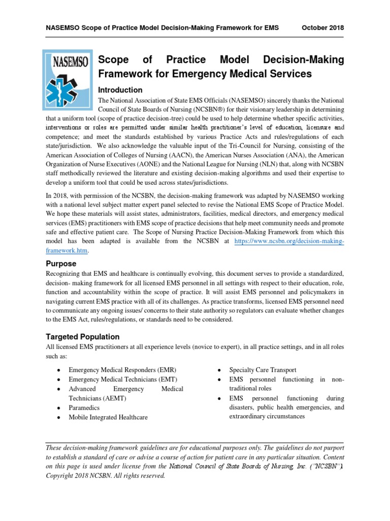 EMS Scope of Practice Decision | Emergency Medical Services | Emergency ...