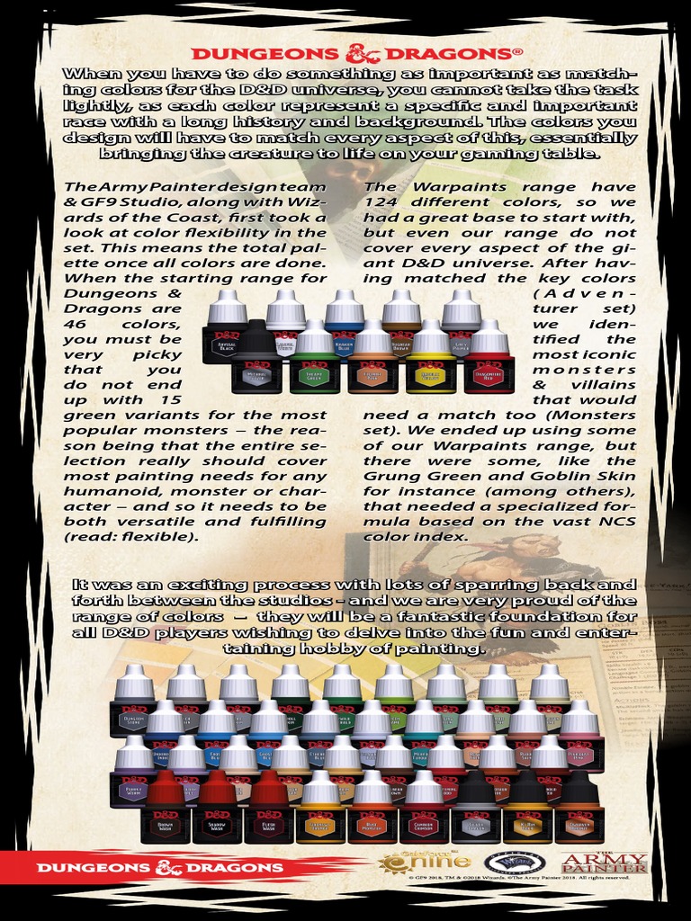 D&D Color Matching Guide | PDF | Blue | Green
