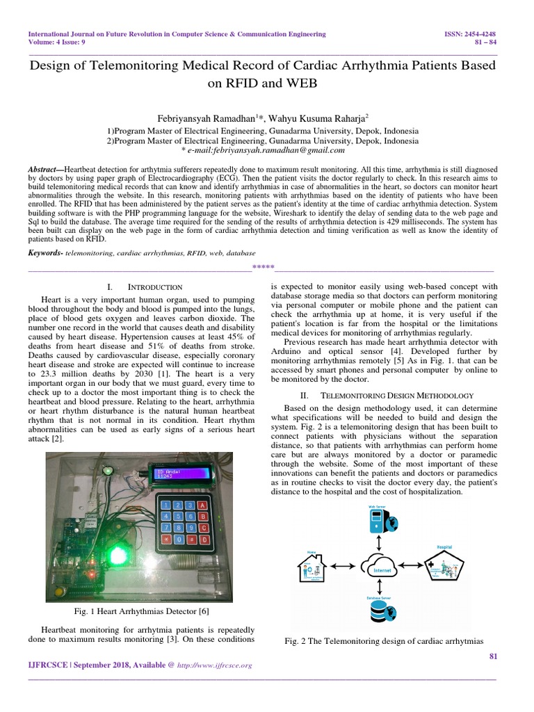 Design of Telemonitoring Medical Record of Cardiac Arrhythmia Patients ...