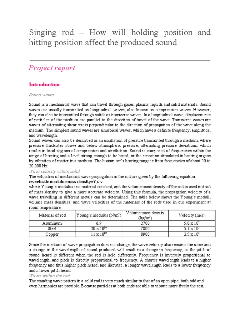 Sound Wave Experiment Report for Class 9 | PDF | Waves | Sound