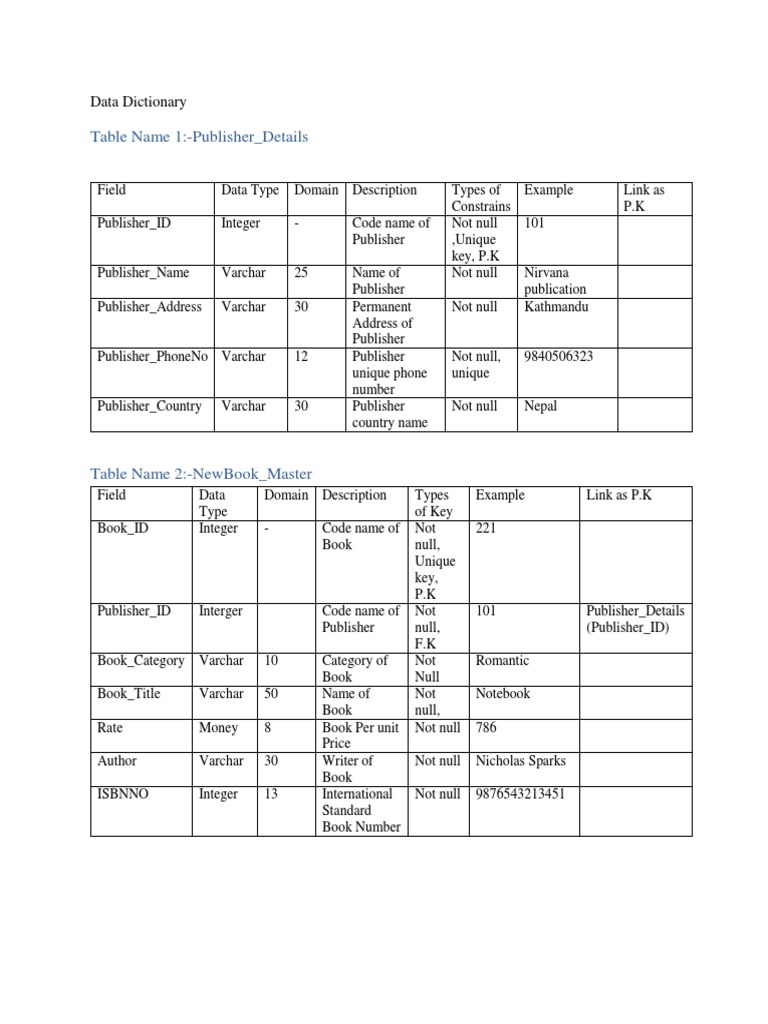 Data DictionaryFinal (AutoRecovered) | PDF | Data Type | Integer