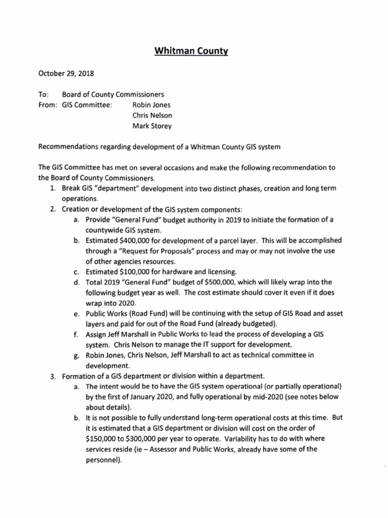 Whitman County GIS Proposal (Oct. 31) | PDF | Arc Gis | Geographic ...