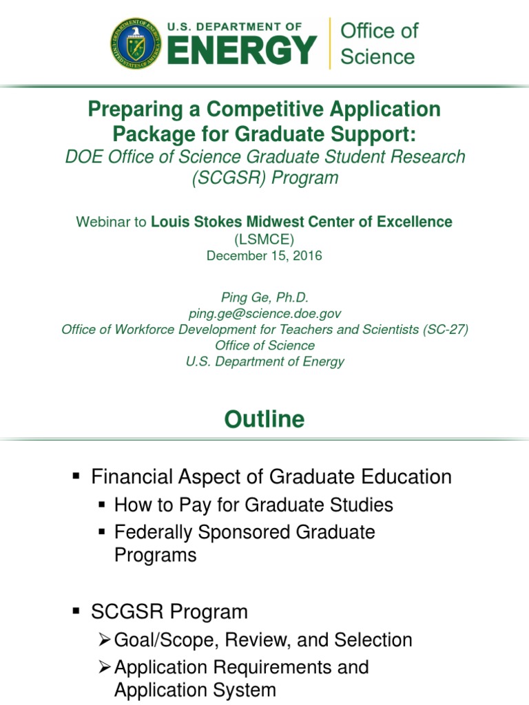 Preparing a Competitive Application for the DOE SCGSR Program | PDF ...
