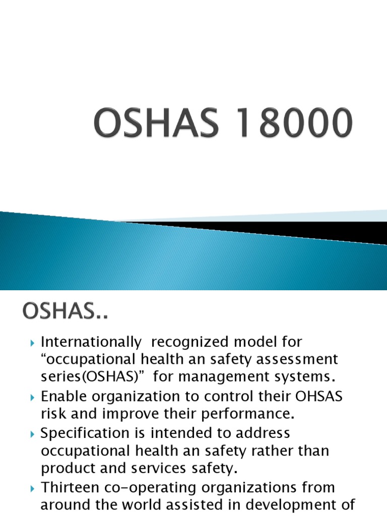 Oshas 18000 | PDF | Occupational Safety And Health | Occupational ...