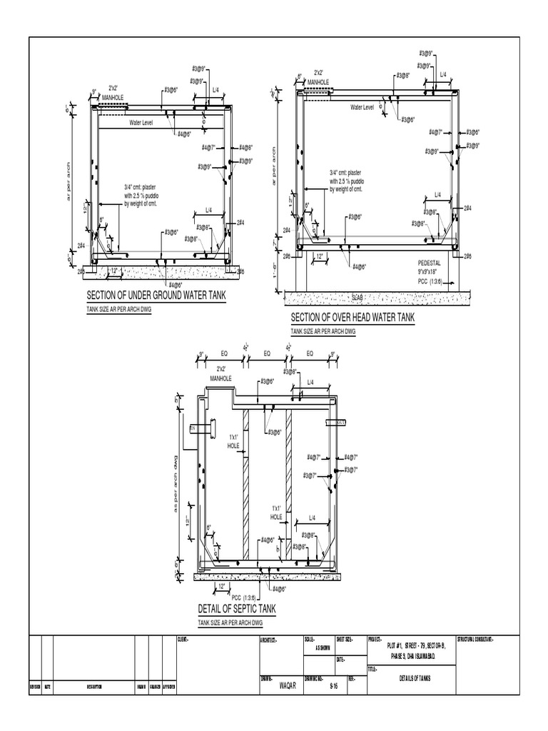 Section of Under Ground Water Tank Section of Over Head Water Tank ...
