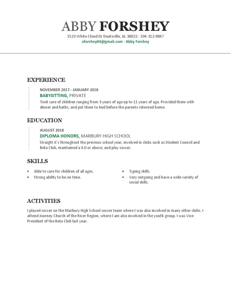 Abby Forshey's Resume Overview | PDF