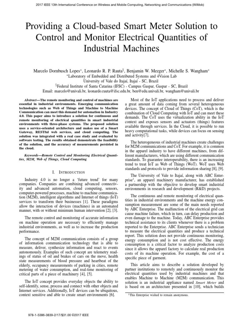Providing A Cloud-Based Smart Meter Solution To Control and Monitor ...