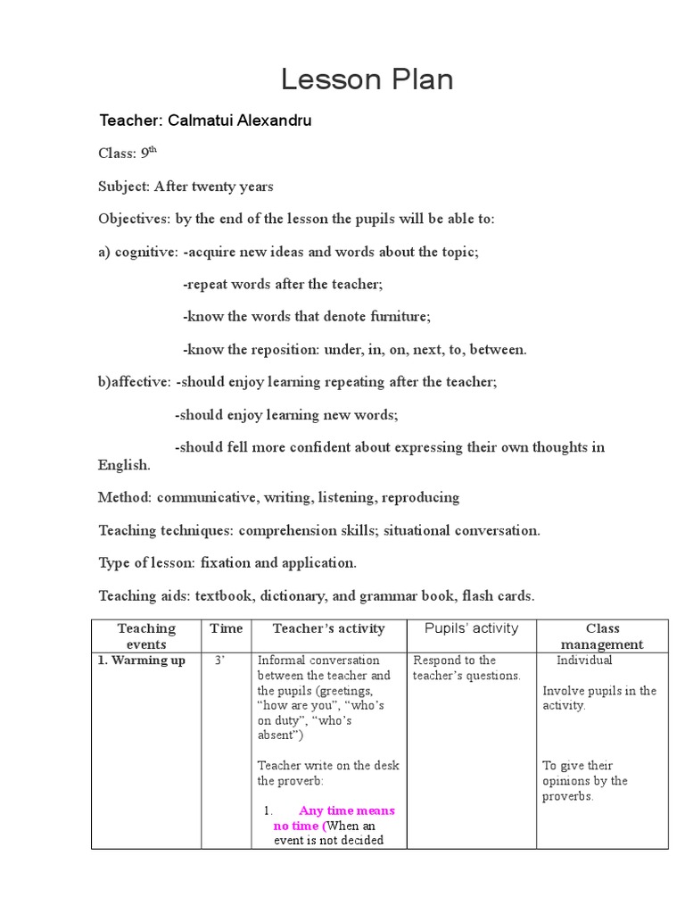 Lesson Plan for "After Twenty Years" | PDF | Lesson Plan | Teachers