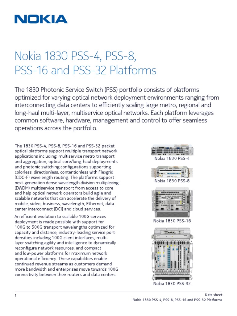 Nokia 1830 PSS-4-8-16-32 Data Sheet EN | PDF | Wavelength Division Multiplexing | Computer Network