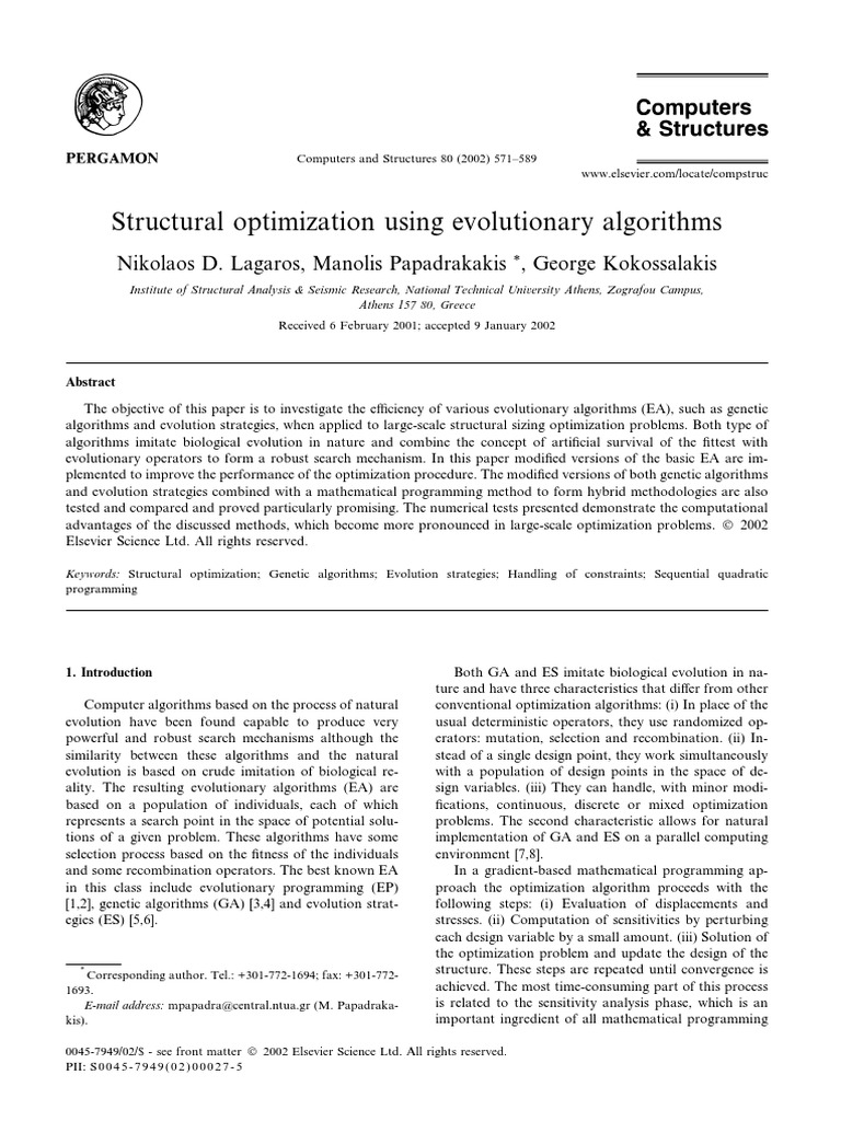 Structural Optimization with EAs | PDF | Genetic Algorithm ...