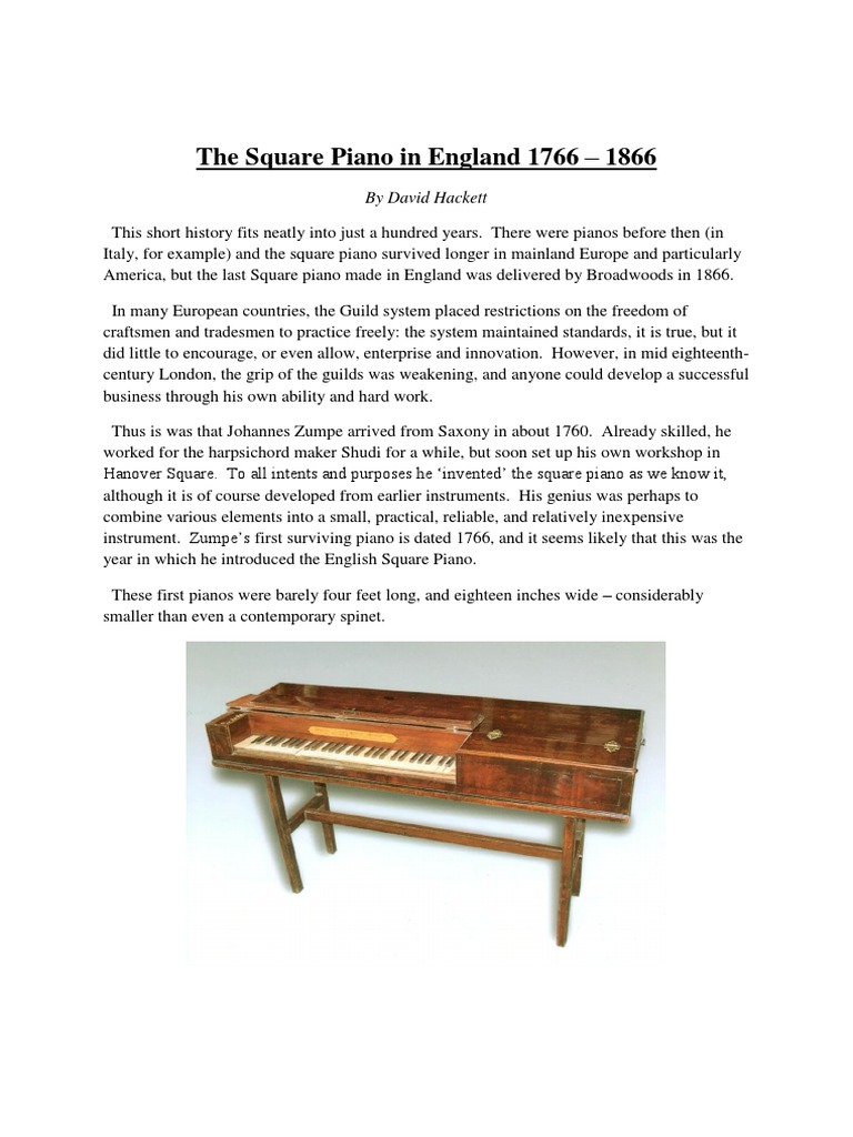 The Square Piano in England 1766 PDF | PDF | Piano | Musical Instruments