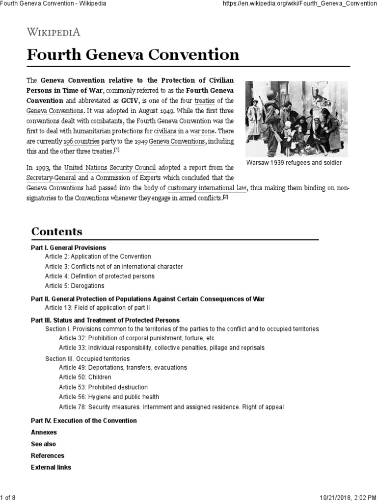List of Conventions IV Geneva Convention | PDF | Military Occupation ...