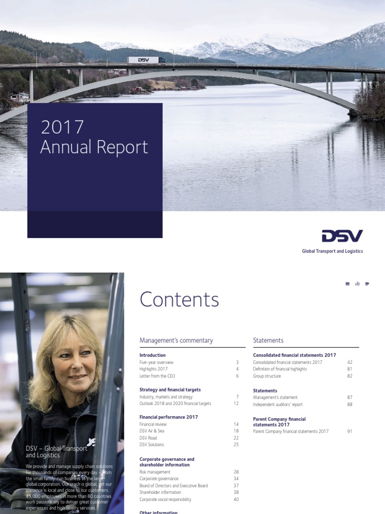 DSV Annual Report 2017 | PDF | Mergers And Acquisitions | Logistics