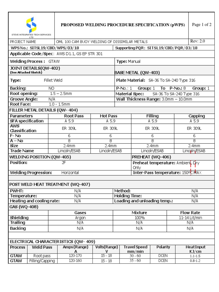 Proposed WPS | PDF | Welding | Construction