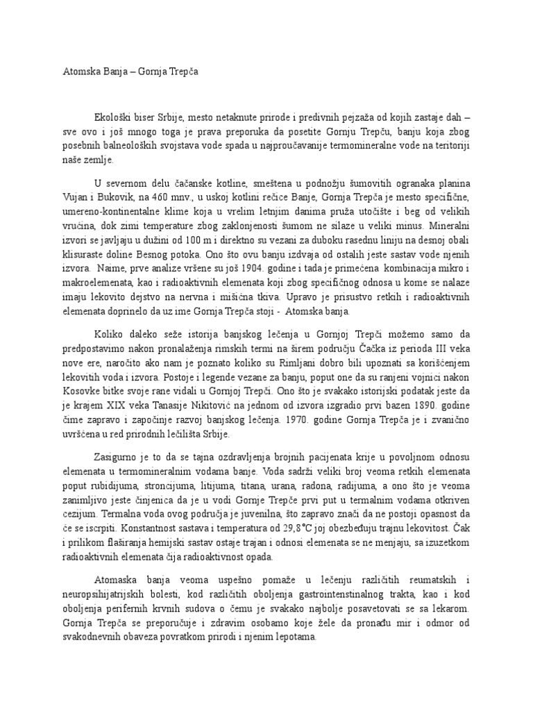 Atomska Banja Gornja Trepca | PDF