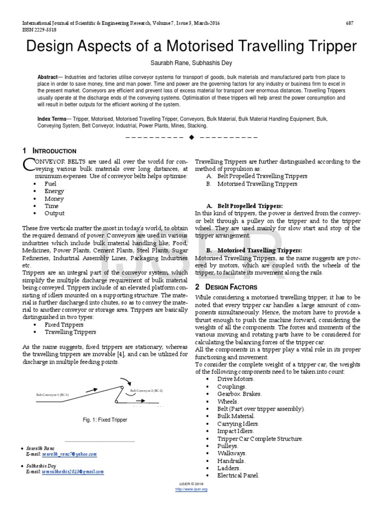 Design Aspects of A Motorised Travelling Tripper | PDF | Belt ...
