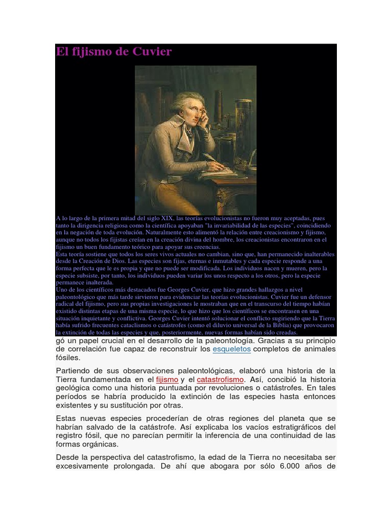 El Fijismo de Cuvier | PDF | Creacionismo | Evolución