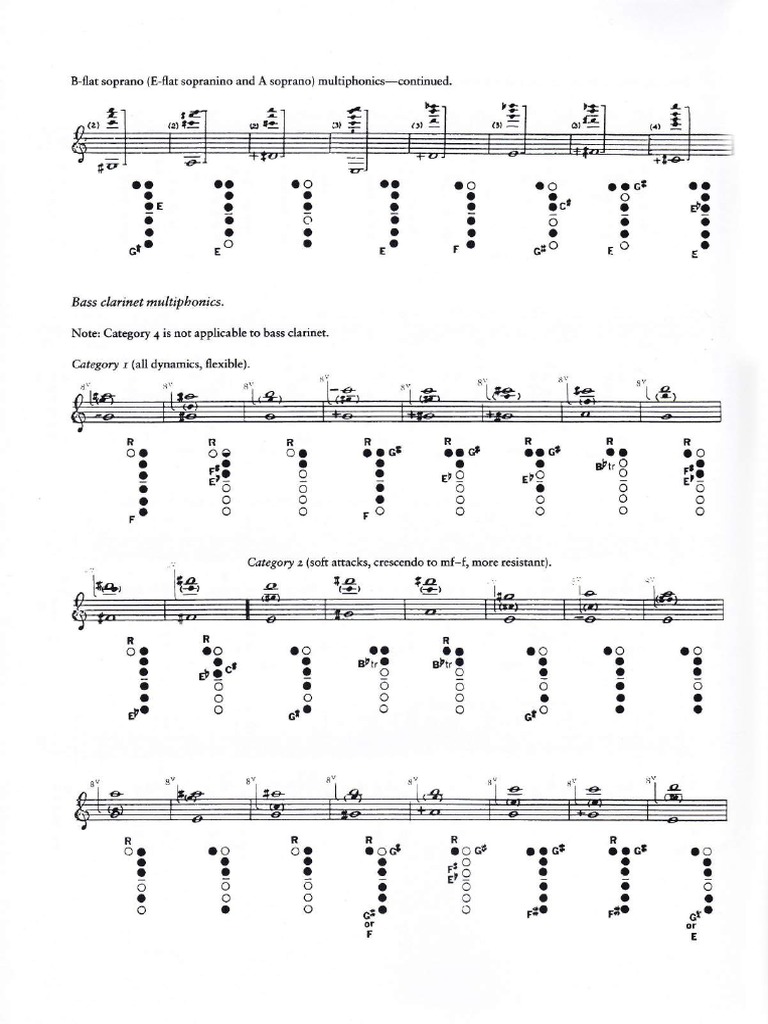 Bass Clarinet Multiphonics Rehfeldt PDF | PDF Bass Clarinet Multiphonics Rehfeldt PDF | PDF