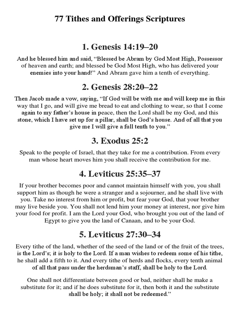 Tithes and Offerings Bible Verses | PDF | Tithe | Book Of Genesis