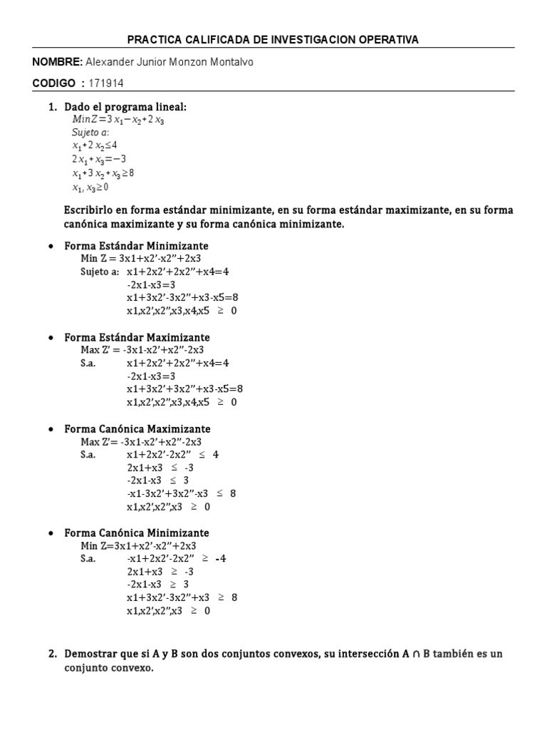 Practica Calificada de Investigacion Operativa | PDF
