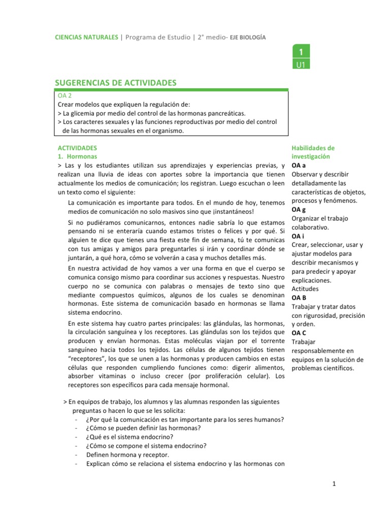 Ciencias Naturales Hormonas | PDF | Hormona | Homeostasis