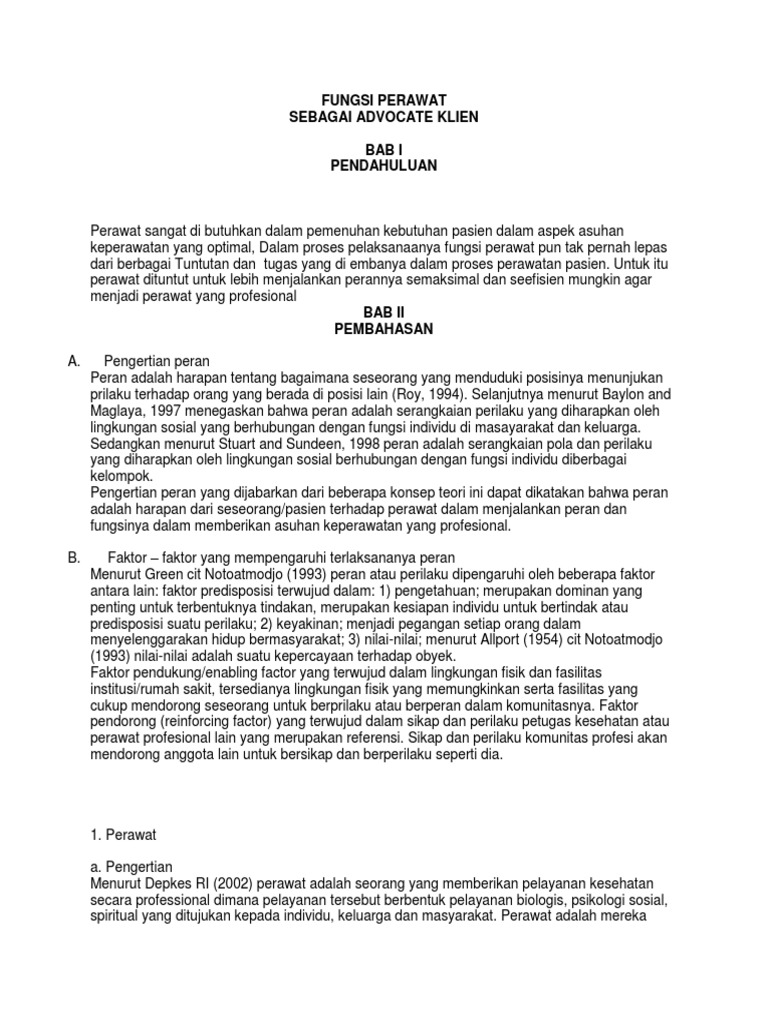 FUNGSI Advokasi PERAWAT | PDF FUNGSI Advokasi PERAWAT | PDF