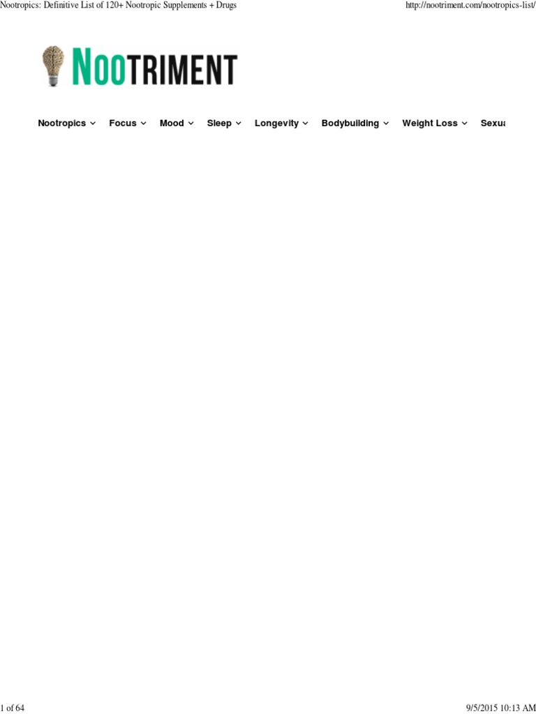 Nootropics - Definitive List of 120+ Nootropic Supplements + Drugs ...