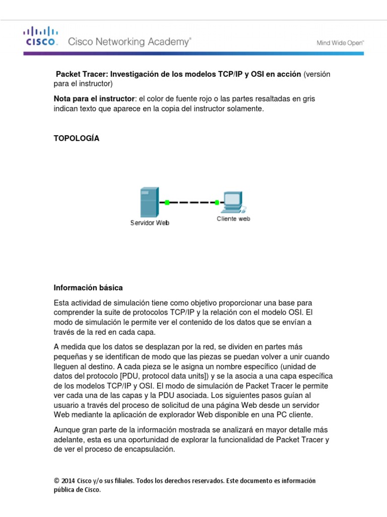 3 2 4 6 Packet Tracer Investigating The Tcp Ip And Osi Models In