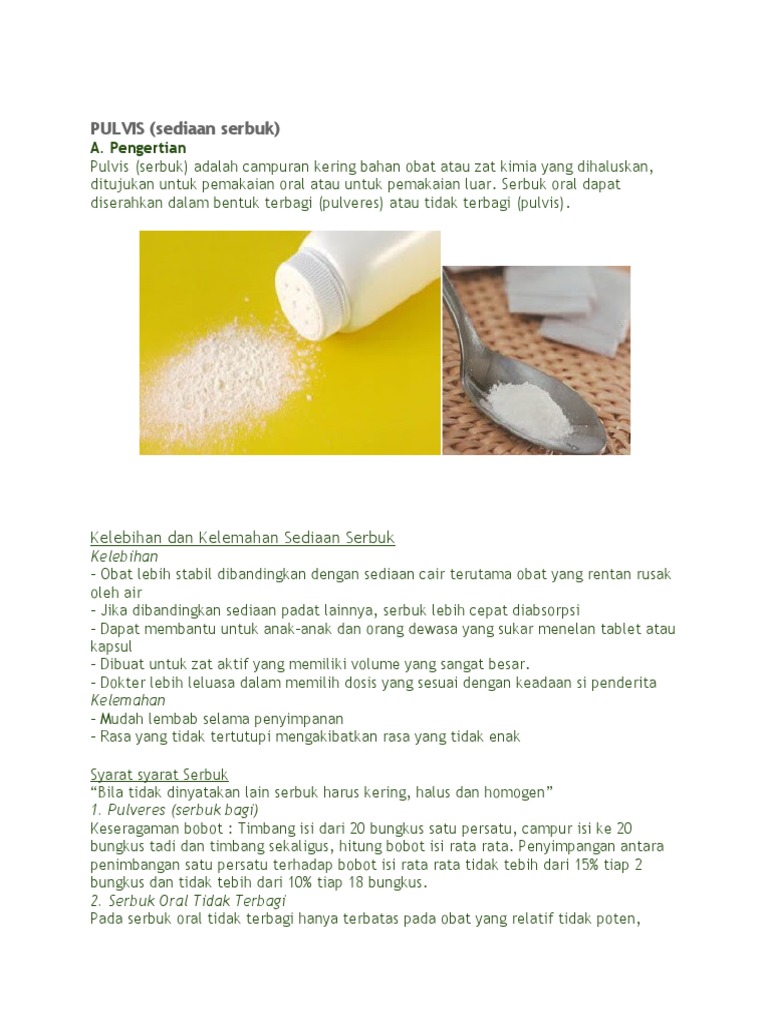 Jenis dan Penggunaan Pulvis Obat | PDF