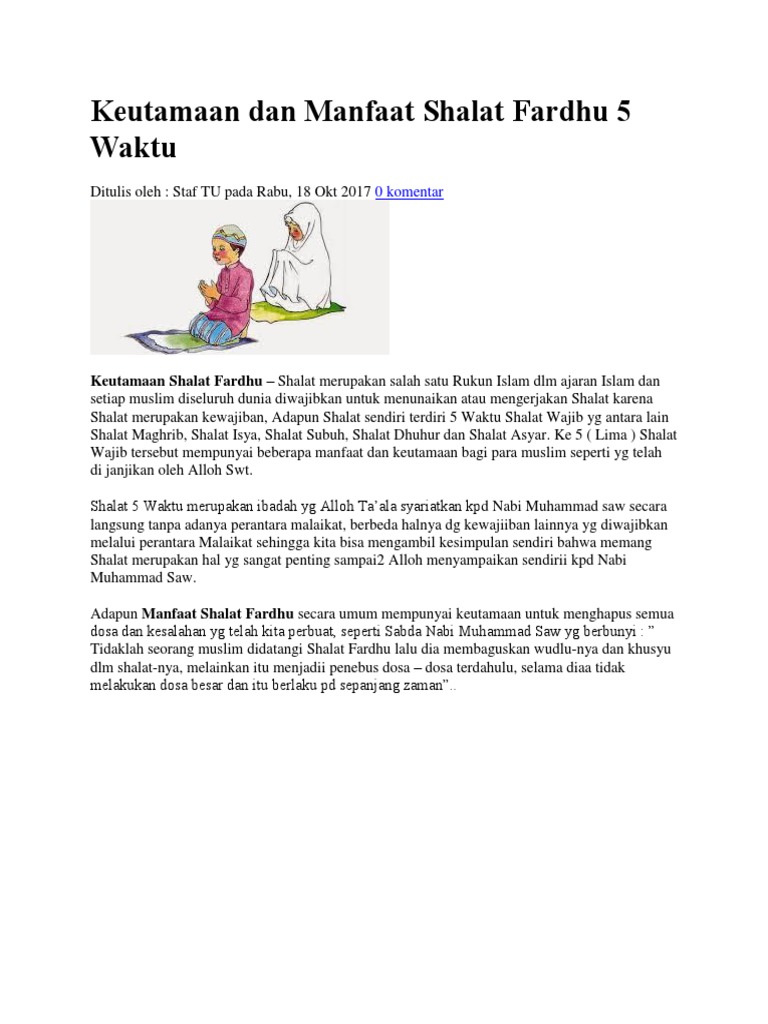 Keutamaan Dan Manfaat Shalat Fardhu 5 Waktu | PDF