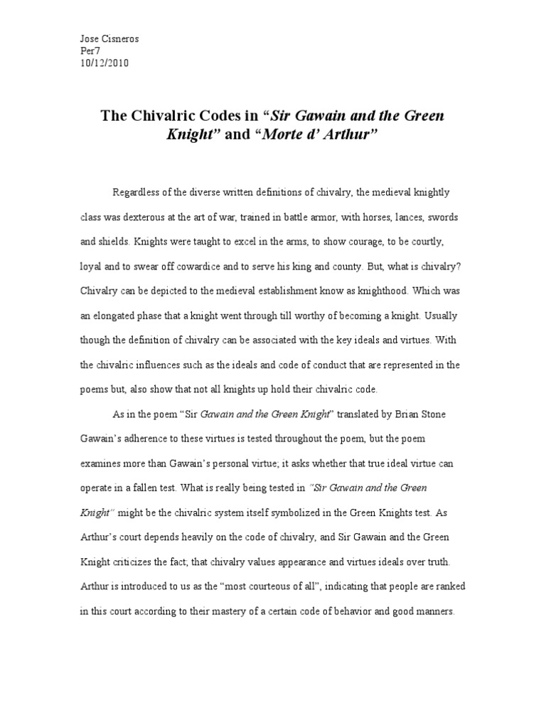 The Chivalric Codes in | PDF | Chivalry | Gawain