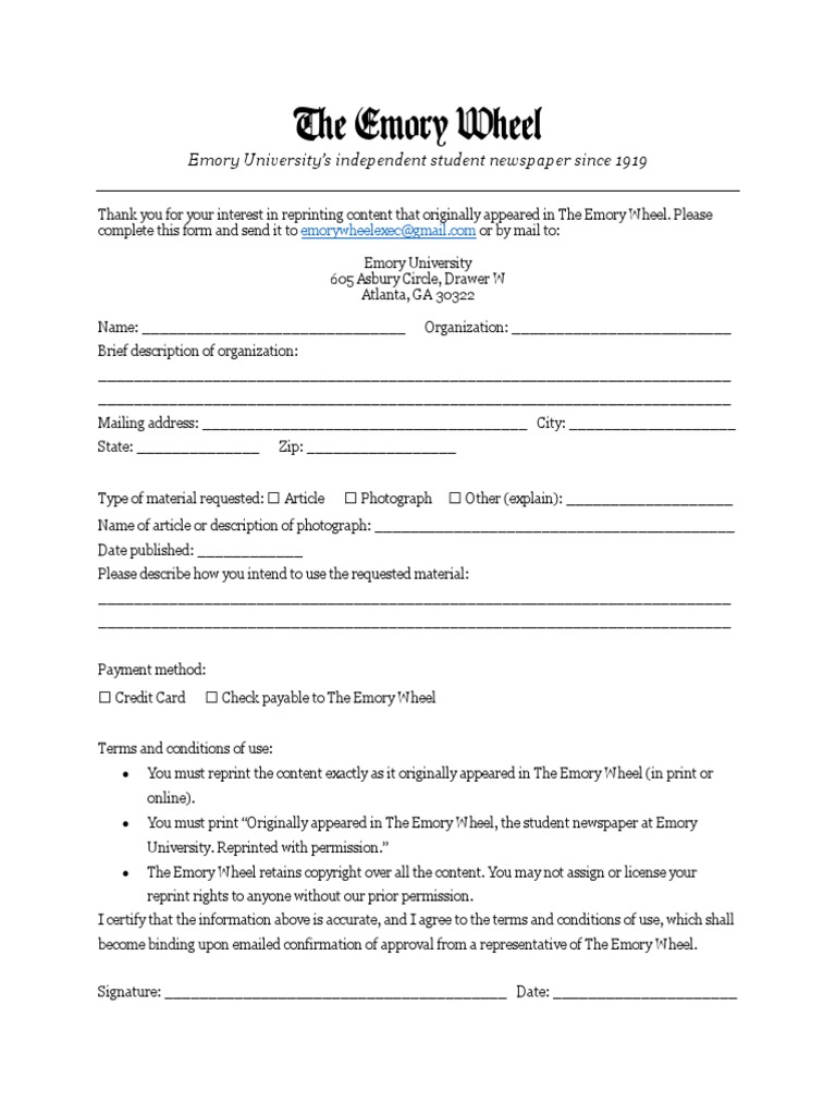 Reprint Request Form | PDF