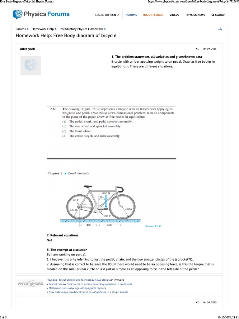 Free Body Diagram of Bicycle | PDF