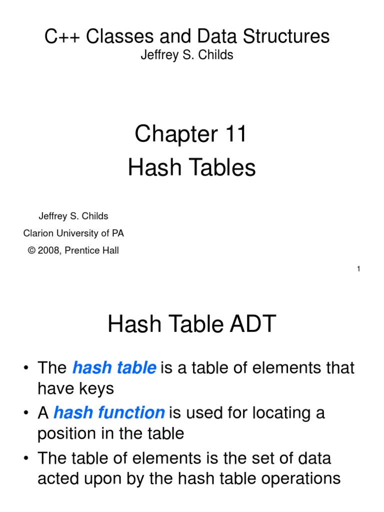 C++ Classes and Data Structures: Hash Tables | PDF | Array Data ...