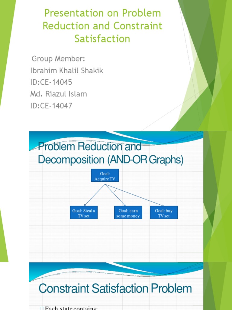 Problem Reduction and Constraint Satisfaction | PDF | Mathematics Of Computing | Mathematical ...