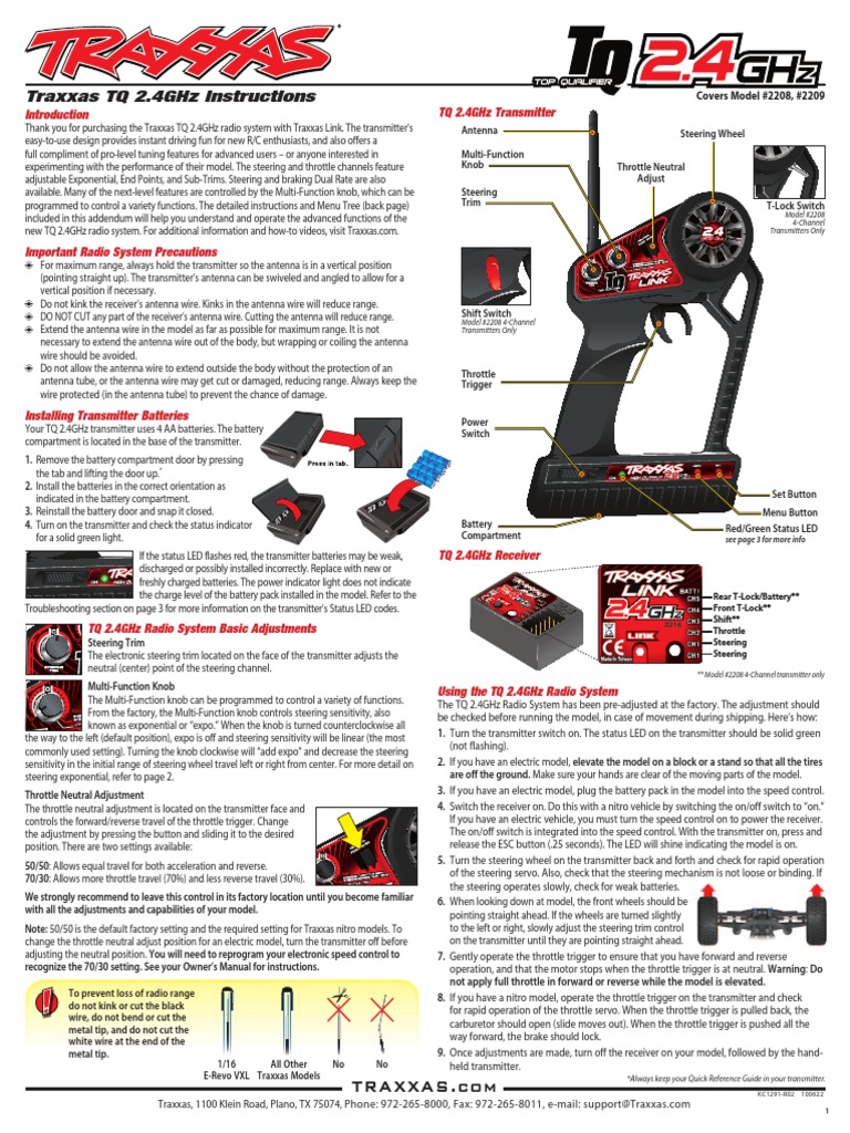 Manual Traxxas 2238-2208-2209-24GHz | PDF | Radio | Trigger (Firearms)