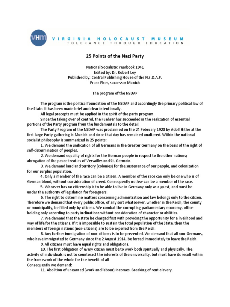 NSDAP 25-Point Program Overview | PDF | Nazi Party | Nazi Germany