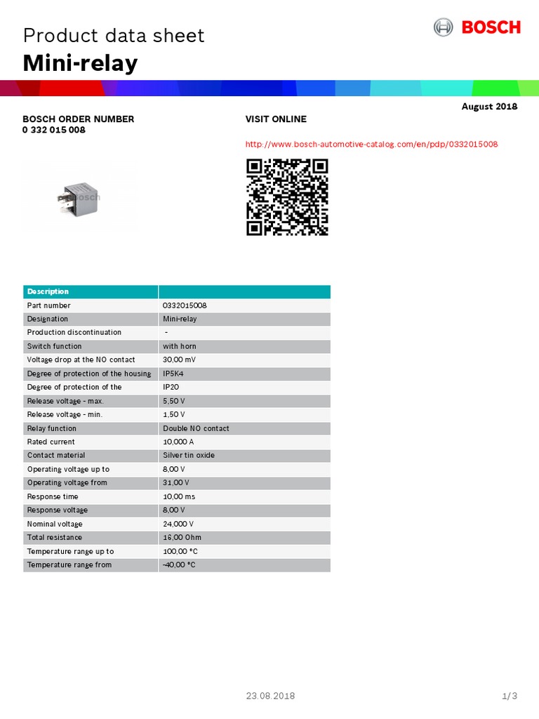 Mini-Relay: Product Data Sheet | PDF | Motor Vehicle | Automotive Industry